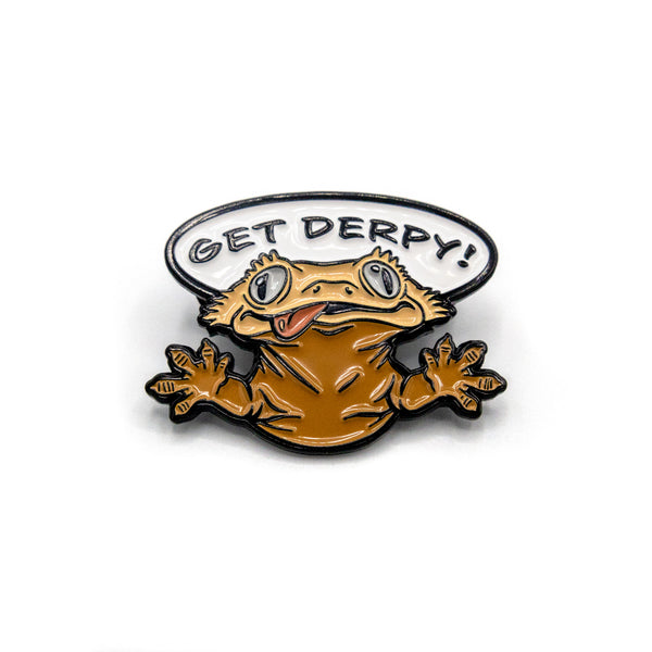 "Get Derpy" Crested Gecko Pin | Swag | Pangea Reptile - Pangea Reptile LLC